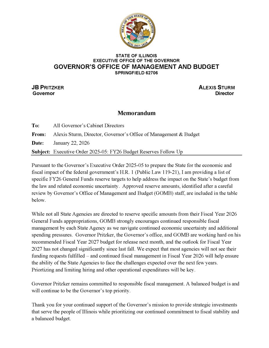 GOMB releases FY26 budget reserves list – Illinois Business Journal